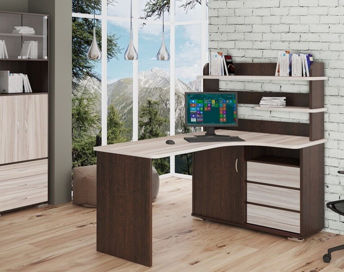 Угловой письменный стол - как выбрать / Разновидности.